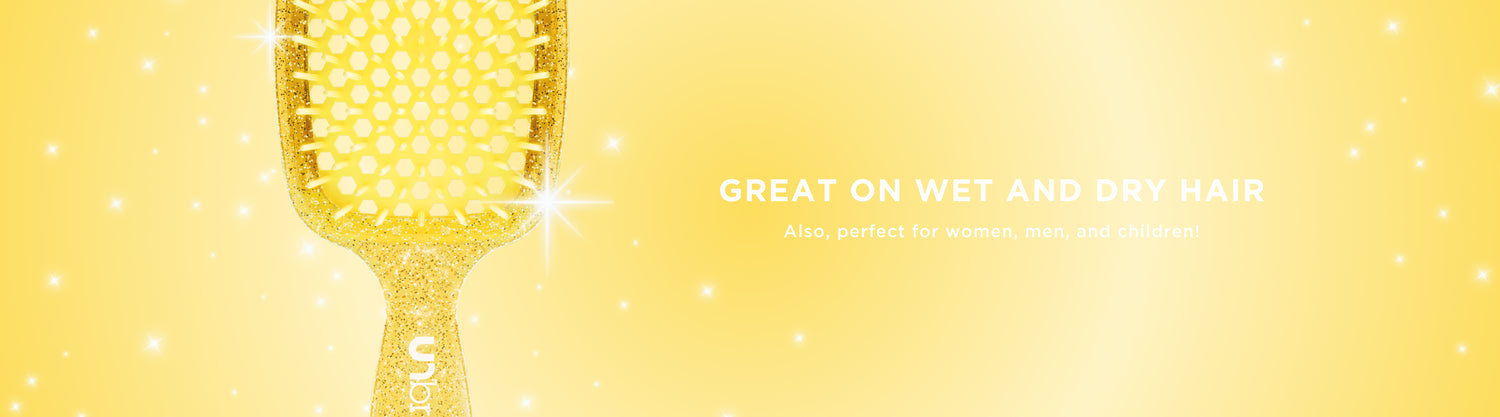 UNbrush Glitter Detangling Hair Brush In Amber Yellow - FHI Heat™