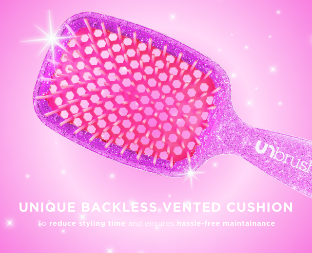 UNbrush Glitter Detangling Hair Brush in Rose Quartz Pink - FHI Heat™