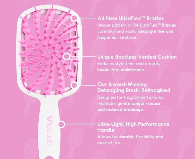 UNbrush Detangling Hair Brush Plus - Bubble Gum - FHI Heat™