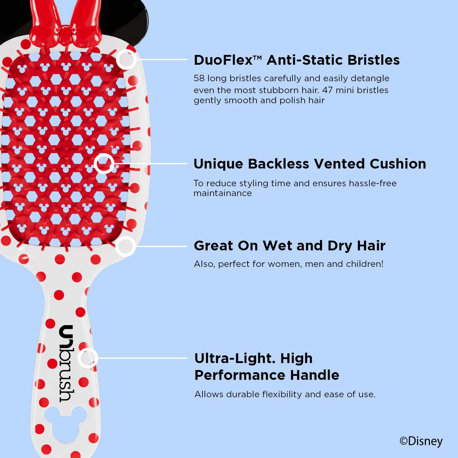 Disney Mickey Mouse - UNbrush Detangling Hair Brush - FHI Heat™