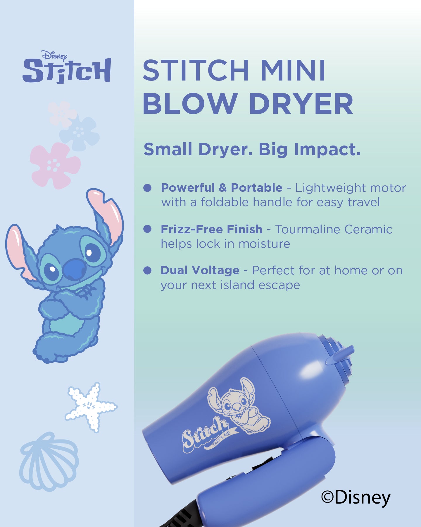 Disney Stitch UNbrush® & Mini Dryer Travel Set – FHI Heat™