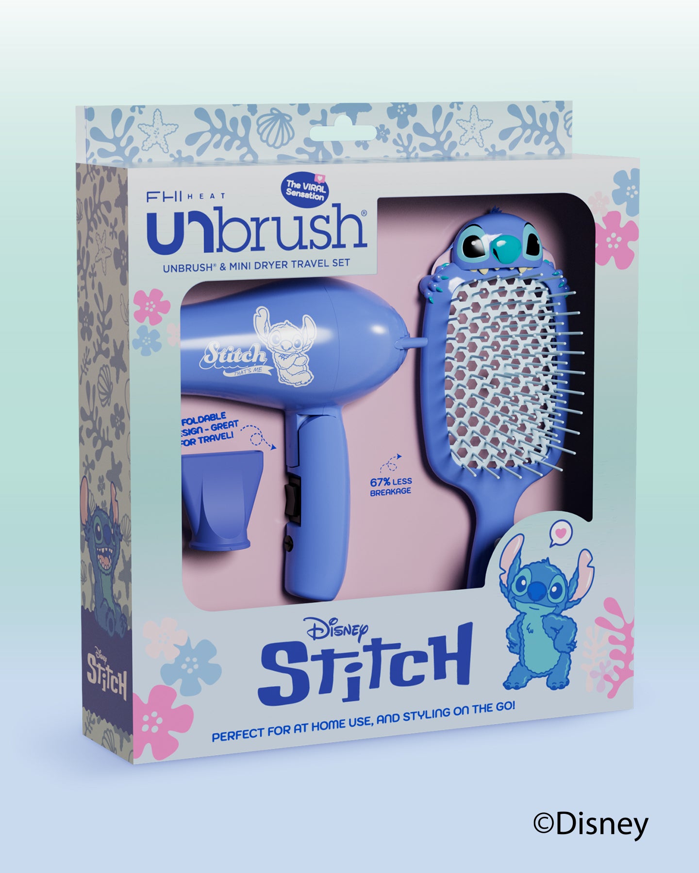 Disney Stitch UNbrush® & Mini Dryer Travel Set – FHI Heat™