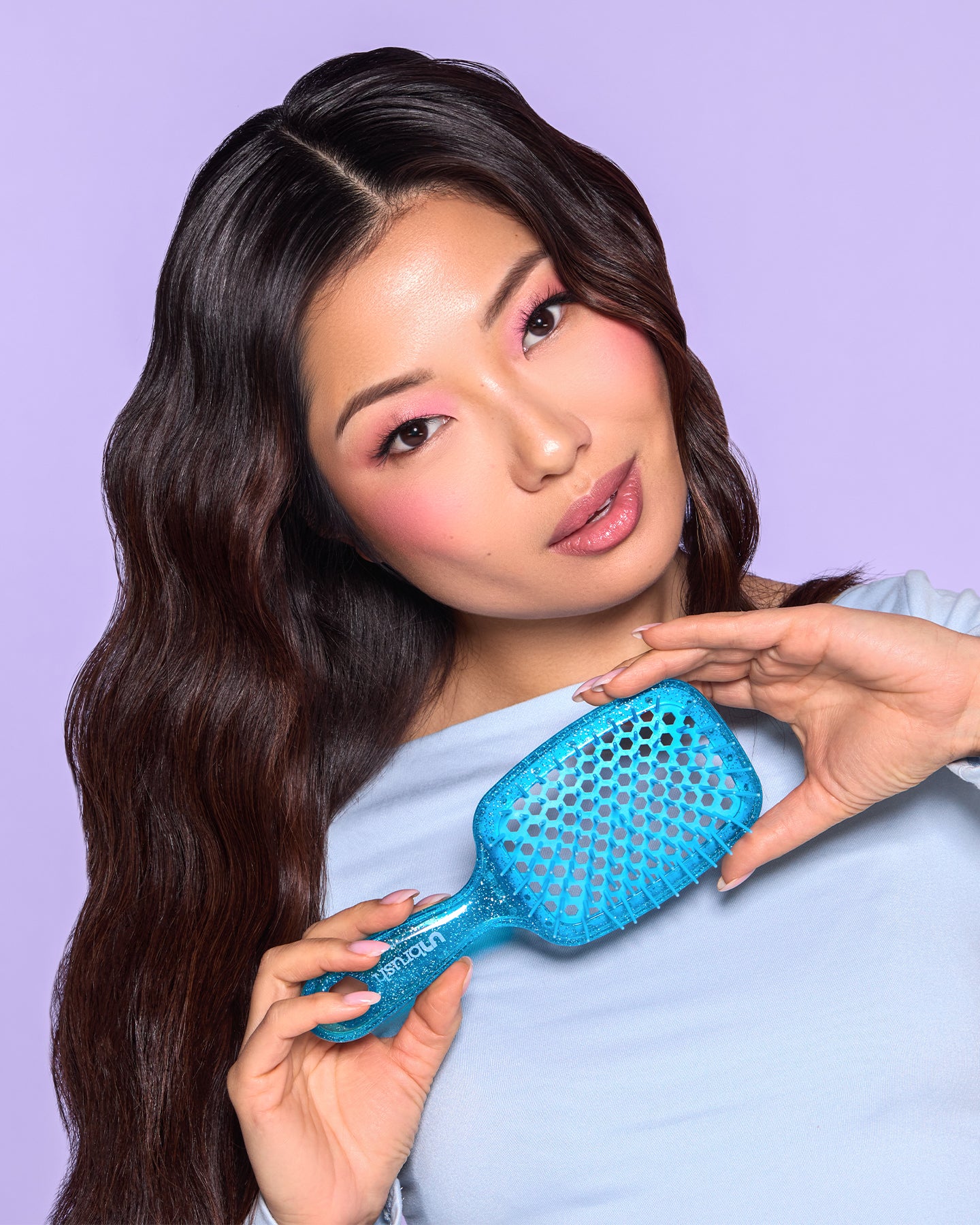UNbrush Detangling Hair Brush Glitter - Sapphire – FHI Heat™