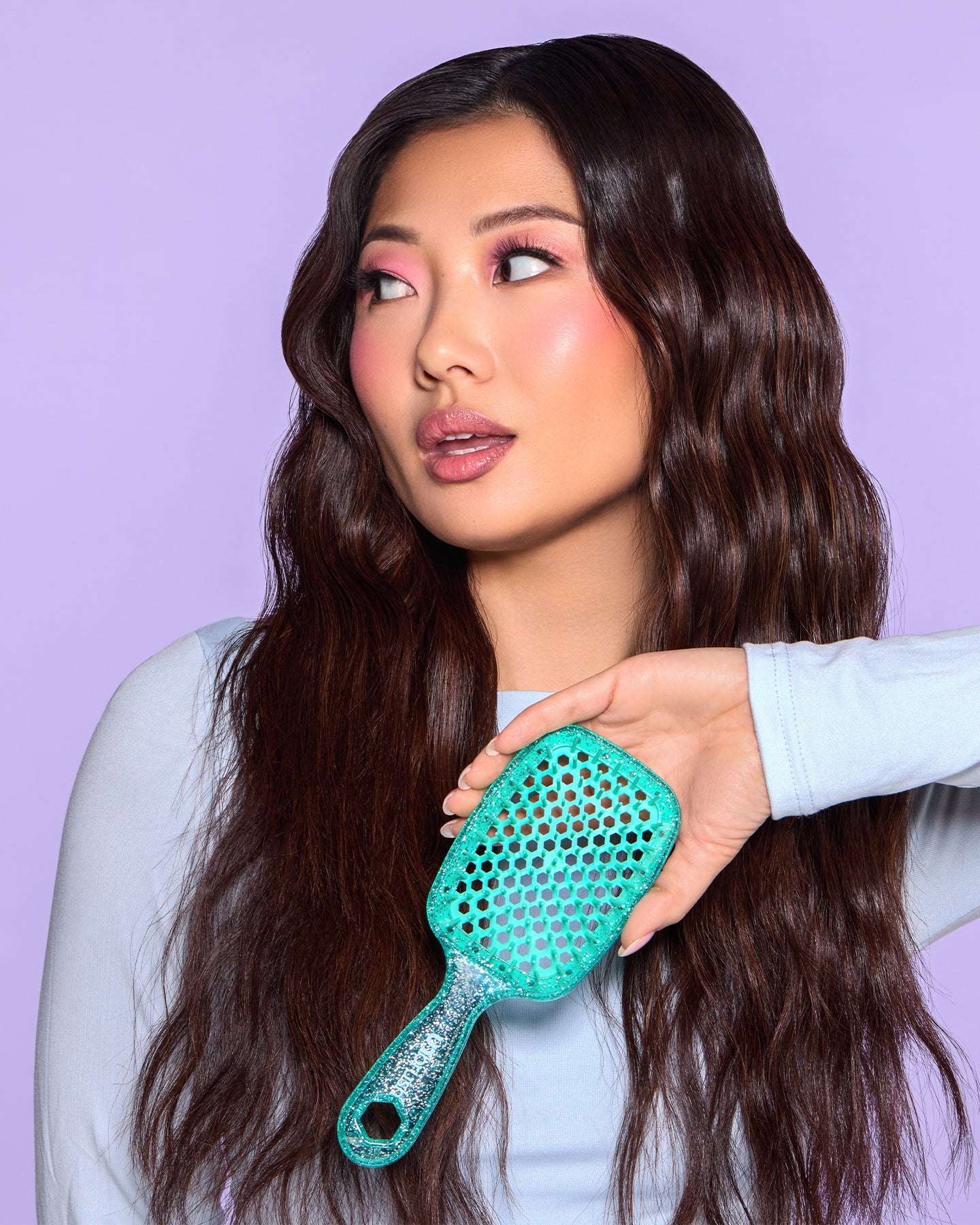 UNbrush Detangling Hair Brush Glitter - Turquoise – FHI Heat™