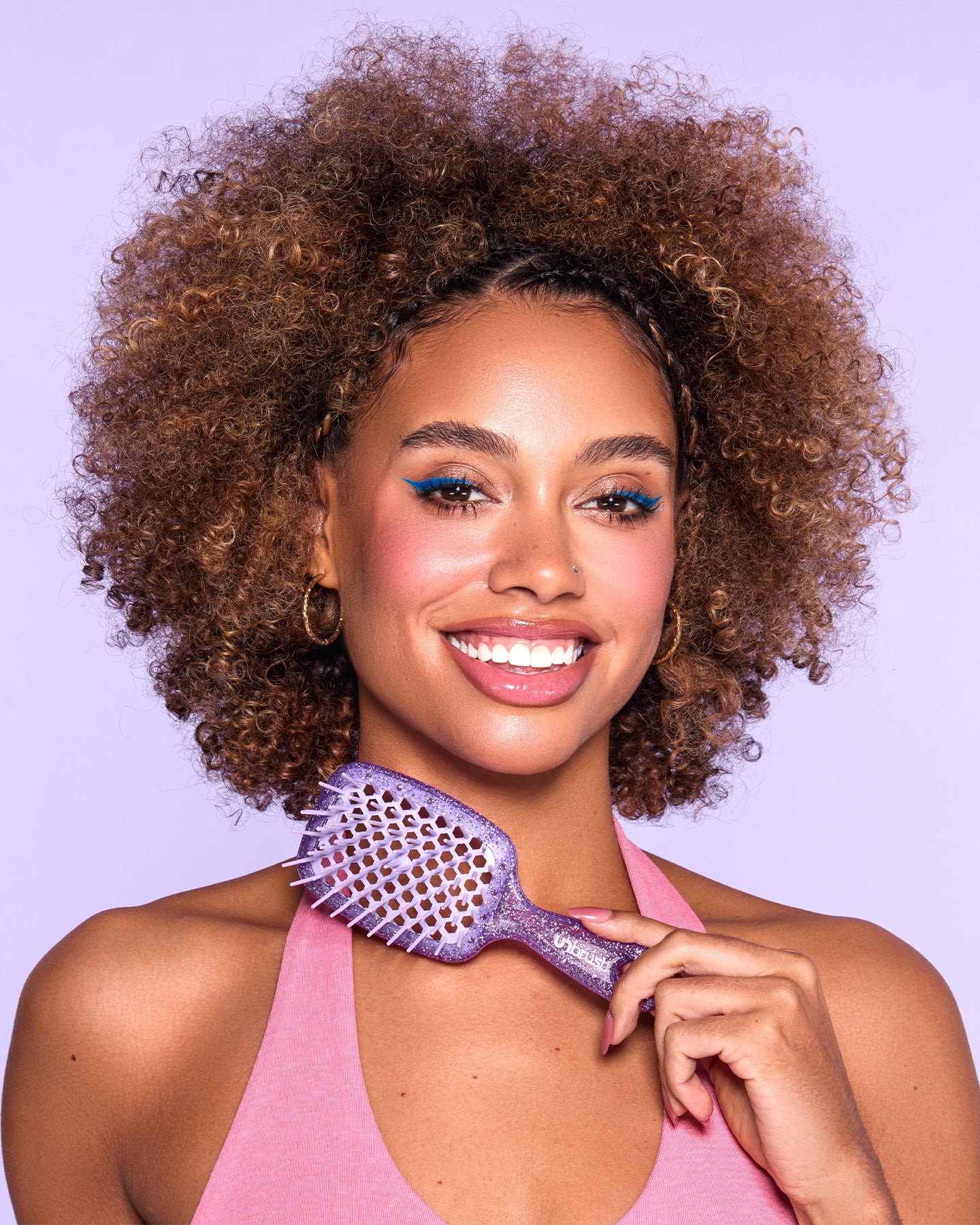 UNbrush Detangling Hair Brush Mini Glitter - Amethyst – FHI Heat™
