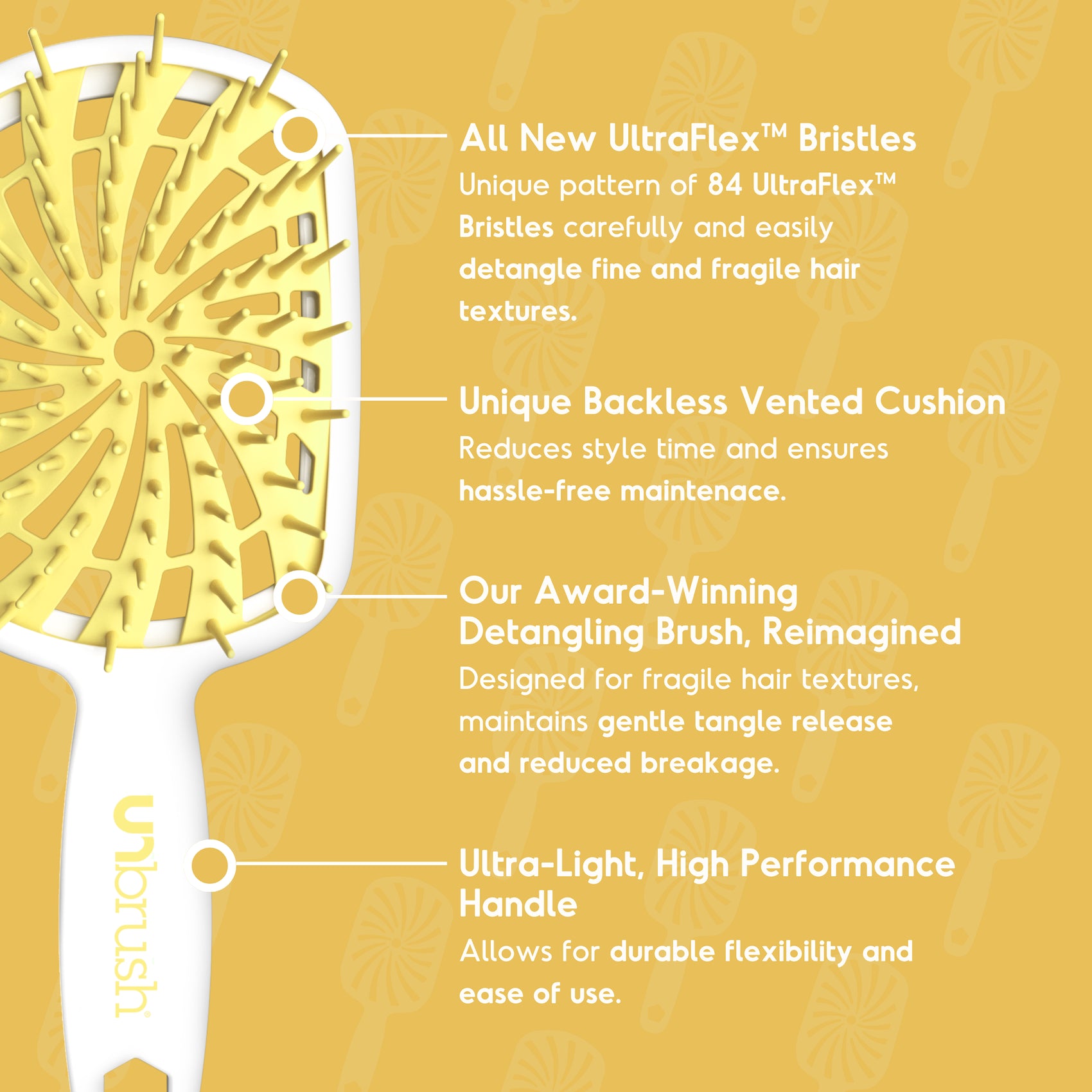 UNbrush Detangling Hair Brush Plus - Lemon Drop - FHI Heat™