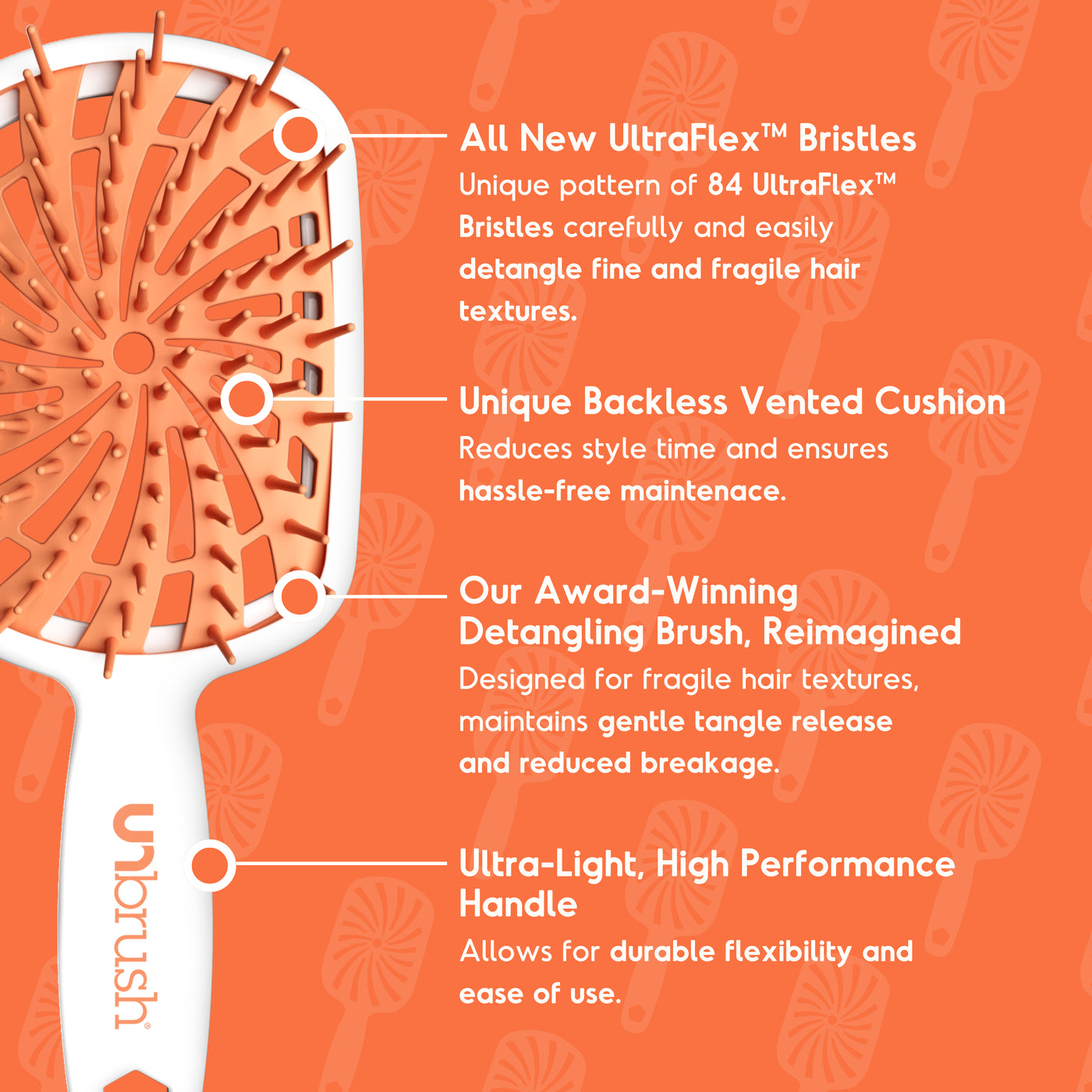 UNbrush Detangling Hair Brush Plus - Orange Sherbet - FHI Heat™