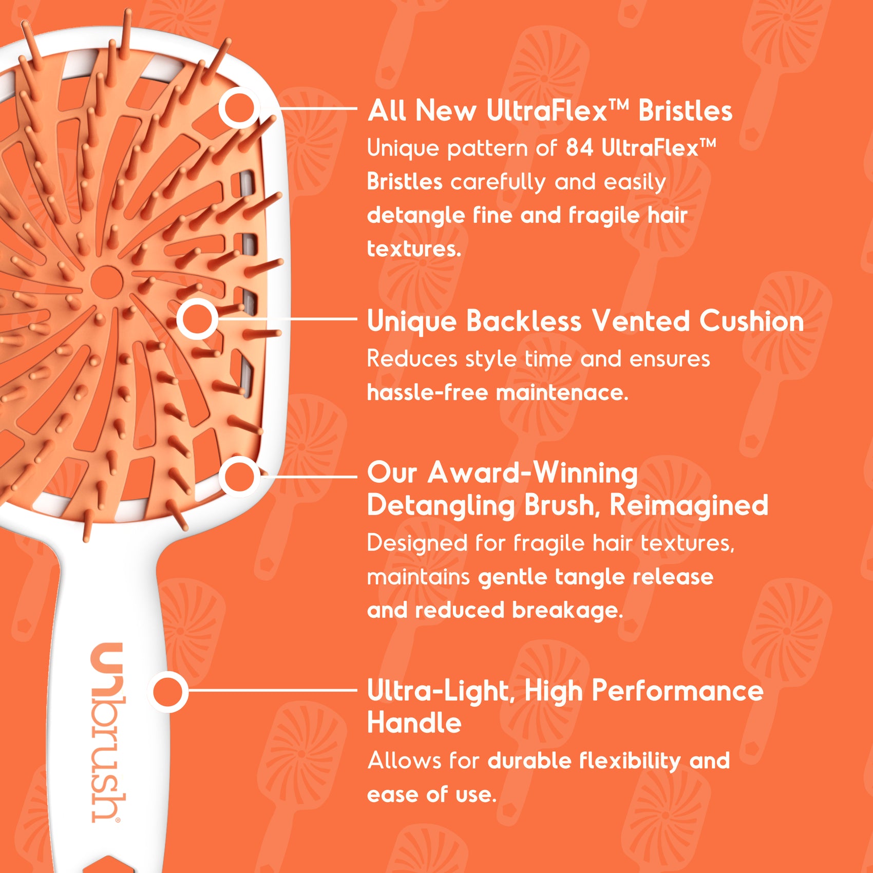 UNbrush Detangling Hair Brush Plus - Orange Sherbet - FHI Heat™