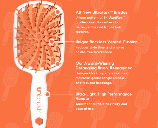 UNbrush Detangling Hair Brush Plus - Orange Sherbet - FHI Heat™