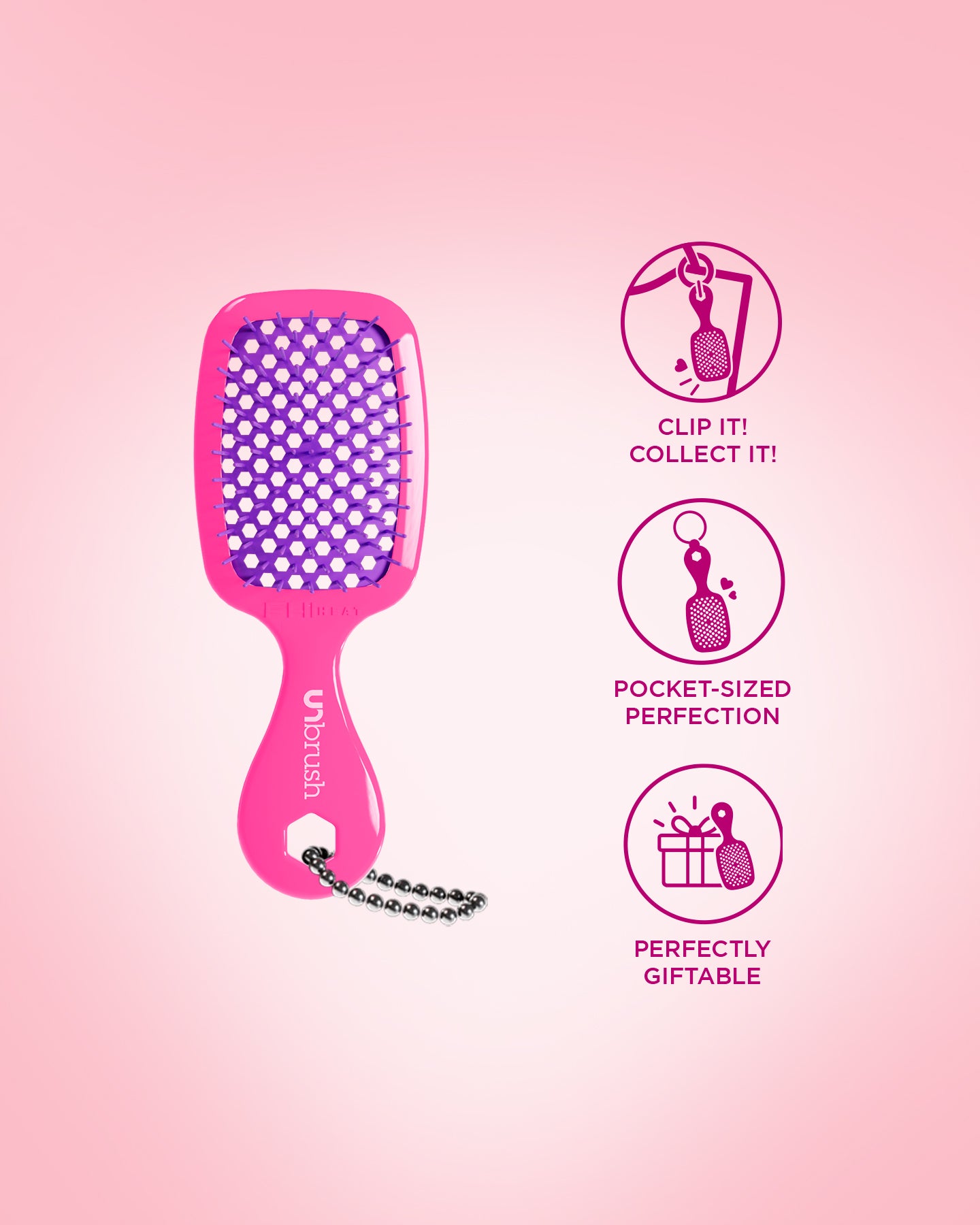 UNbrush Super Mini Keychain Neon - Pink Burst – FHI Heat™