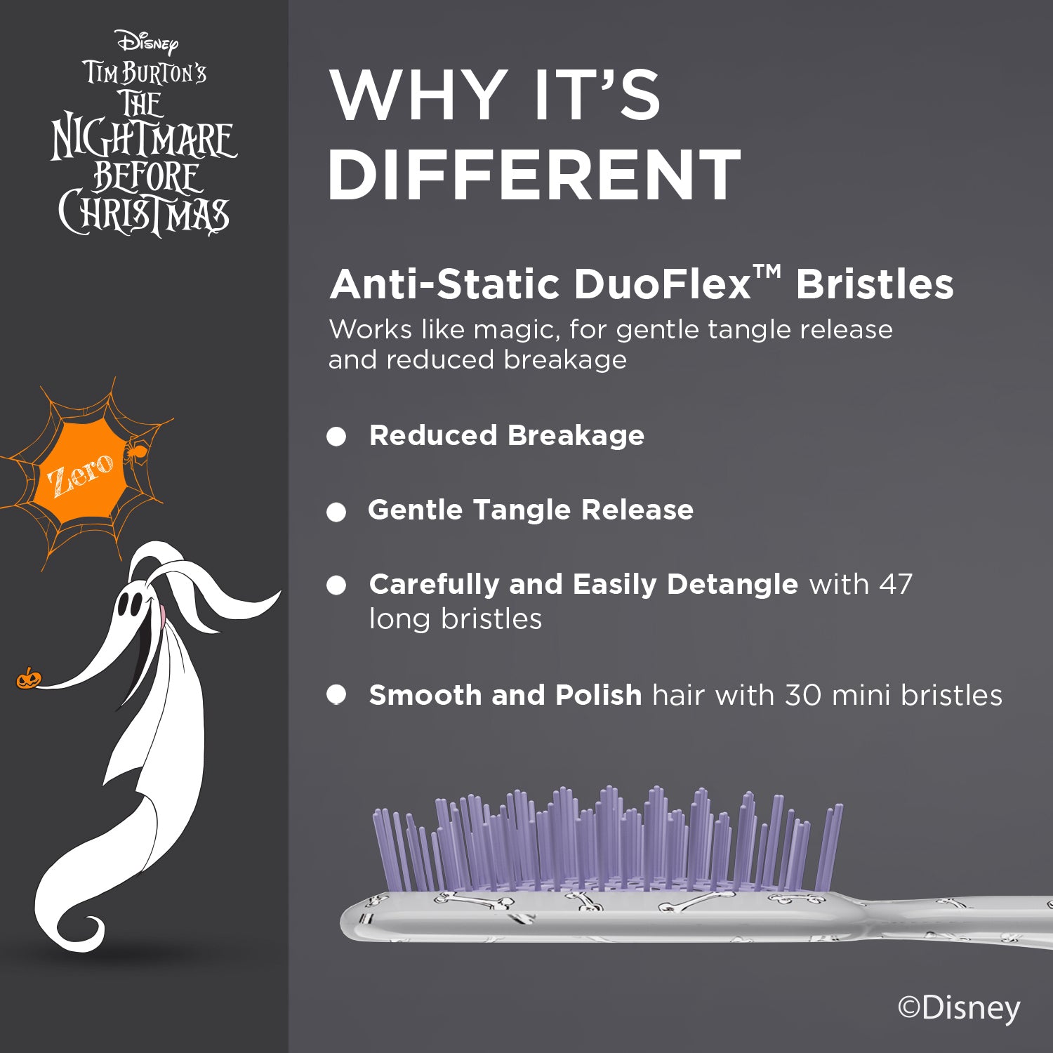 Unbrush Disney The Nightmare Before Christmas Zero - Detangling Brush ...